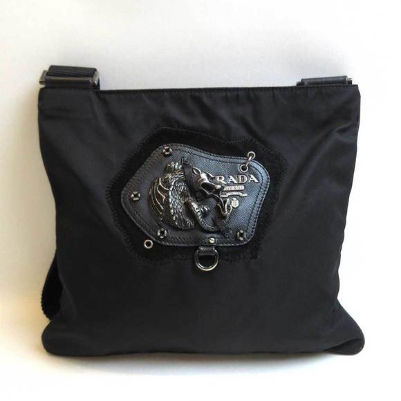 Prada | Bags | Prada Bag Shoulder Nero Black Diagonal Square Triangle ...